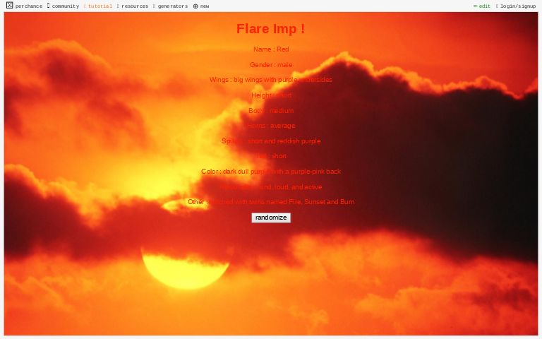 Flare Imp ! ― Perchance Generator