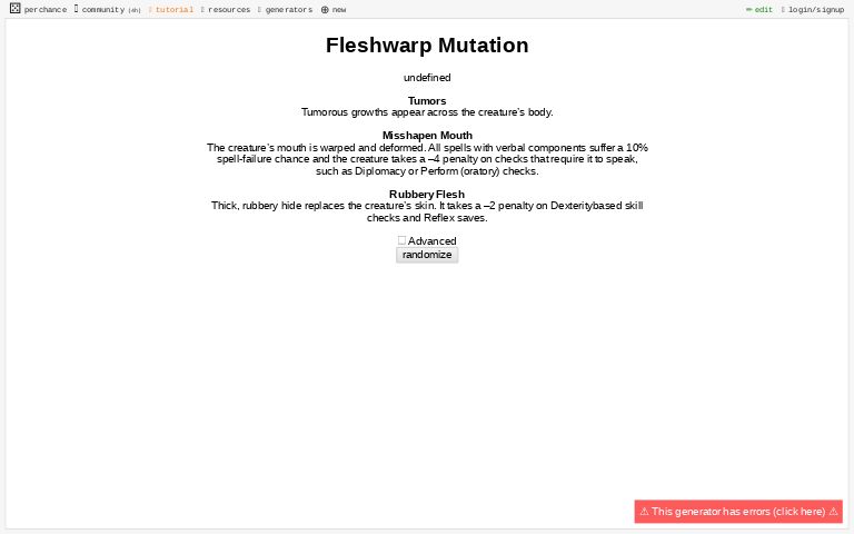 Fleshwarp Mutation ― Perchance Generator