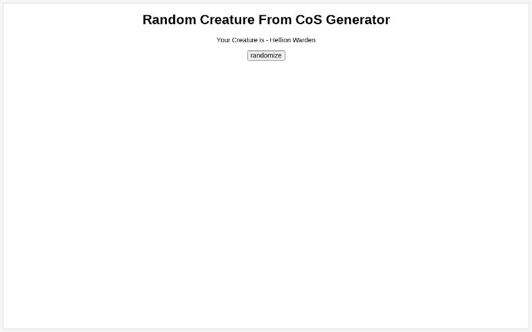 Random Creature From CoS Generator