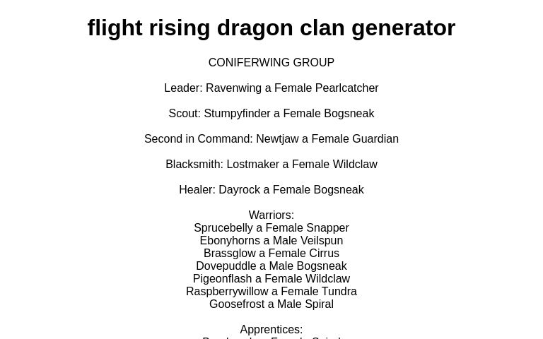 flight rising dragon clan generator