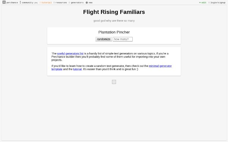 Flight Rising Familiars ― Perchance Generator