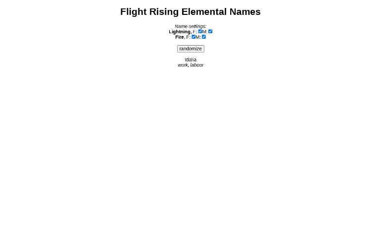 Flight Rising Elemental Names ― Perchance Generator