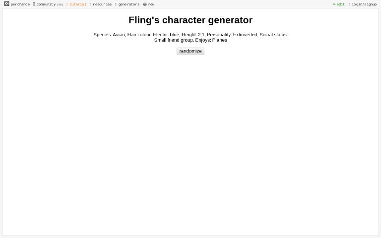 Fling's character generator