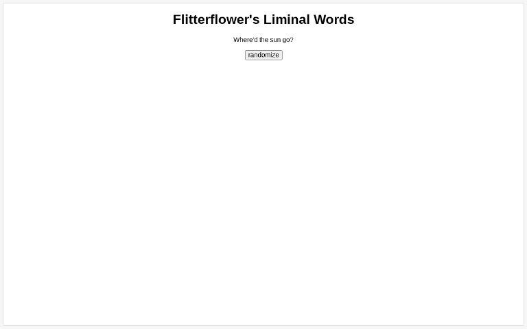 Flitterflower's Liminal Words ― Perchance Generator