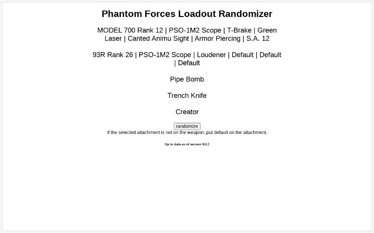Phantom Forces Loadout Randomizer ― Perchance Generator