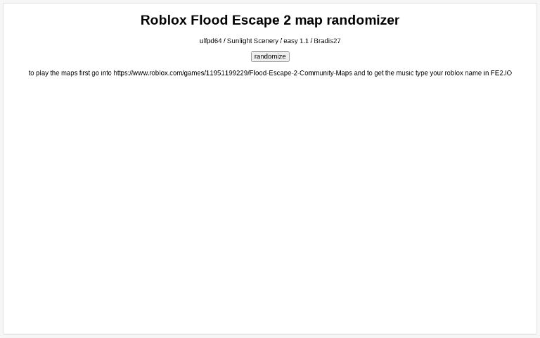 Roblox Flood Escape 2 map randomizer ― Perchance Generator
