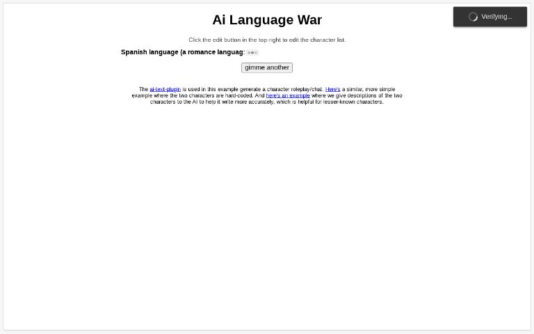 Ai Language War ― Perchance Generator