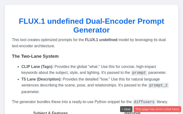 FLUX.1 undefined Dual-Encoder Prompt Generator