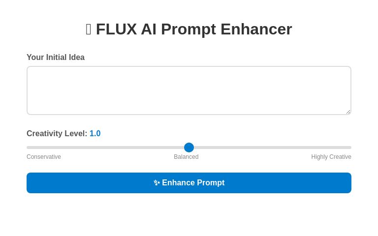 🎨 FLUX AI Prompt Enhancer ― Perchance Generator