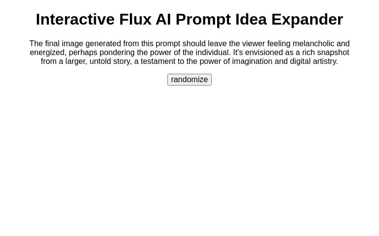 Interactive Flux AI Prompt Idea Expander ― Perchance Generator