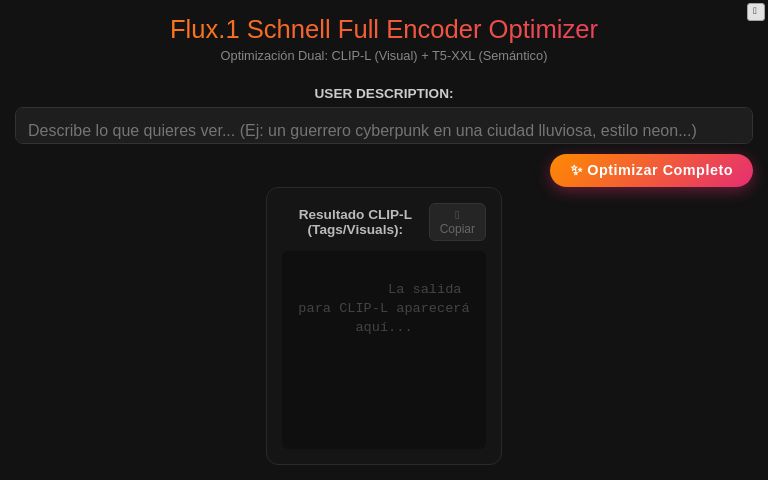 Flux.1 Schnell Full Encoder Optimizer ― Perchance Generator