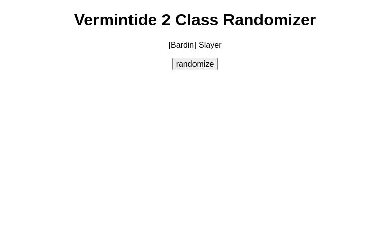 Vermintide 2 Class Randomizer ― Perchance Generator
