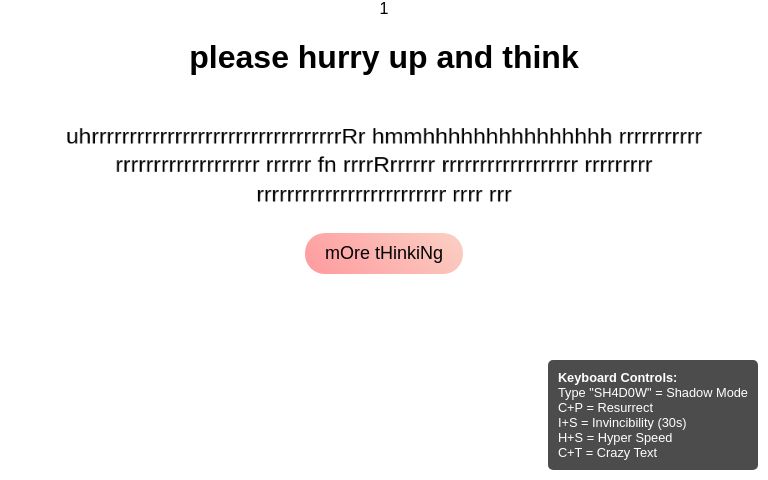 please hurry up and think ― Perchance Generator