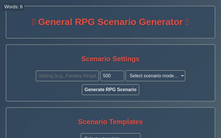 🎭 General RPG Scenario Generator 🌍