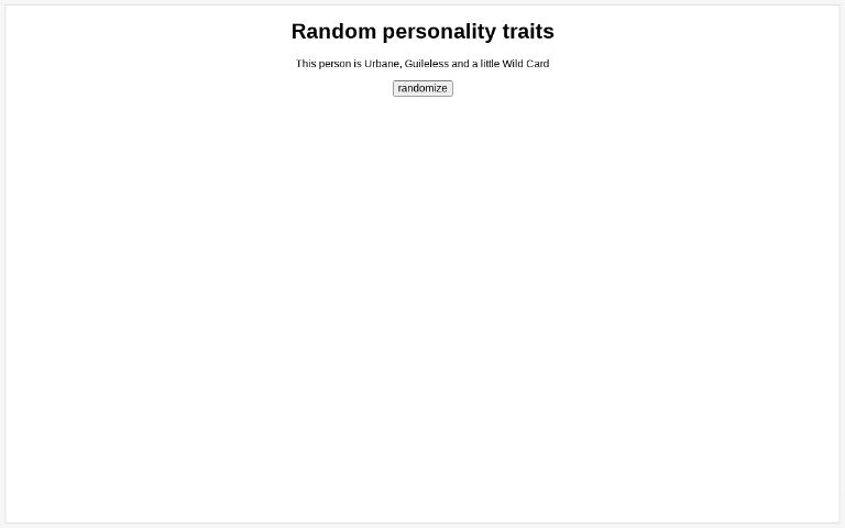 Random personality traits ― Perchance Generator