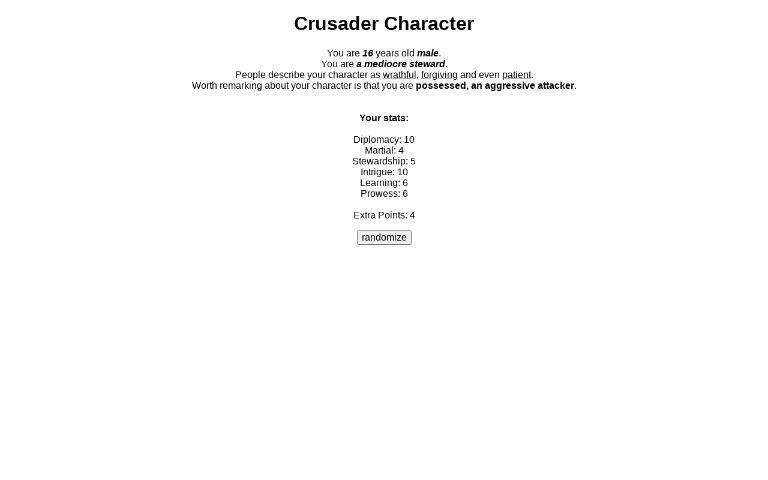 Crusader Character ― Perchance Generator