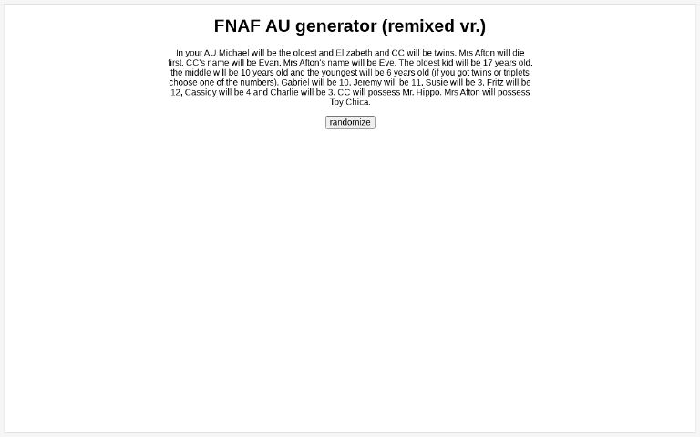 FNAF AU generator (remixed vr.)