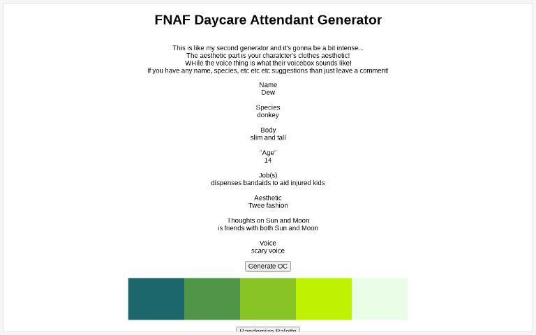FNAF Daycare Attendant Generator