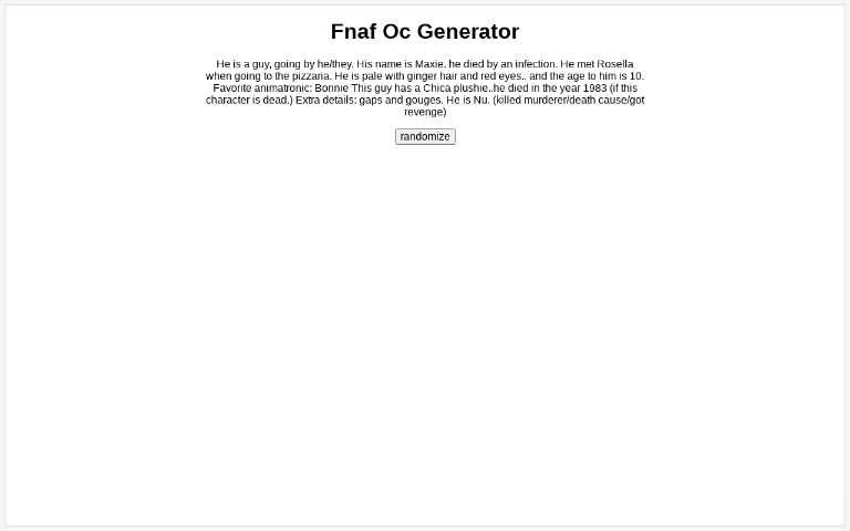 Fnaf Oc Generator