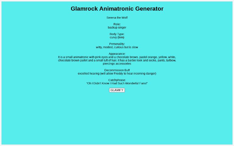 Glamrock Animatronic Generator
