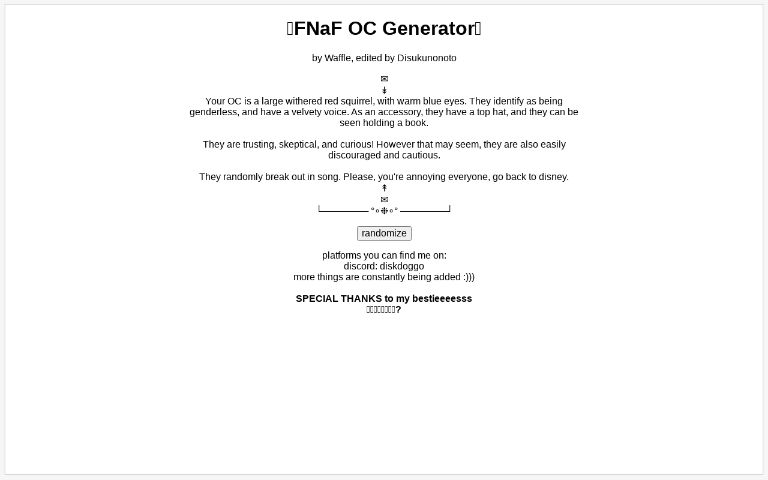 【FNaF OC Generator】