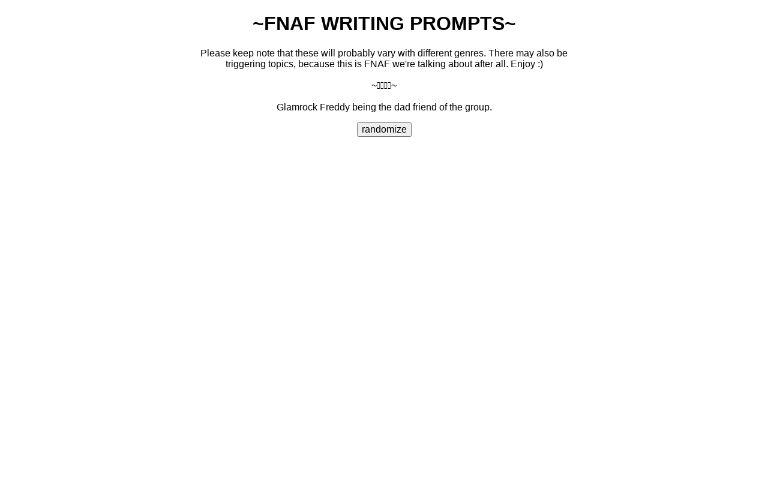 ~FNAF WRITING PROMPTS~ ― Perchance Generator