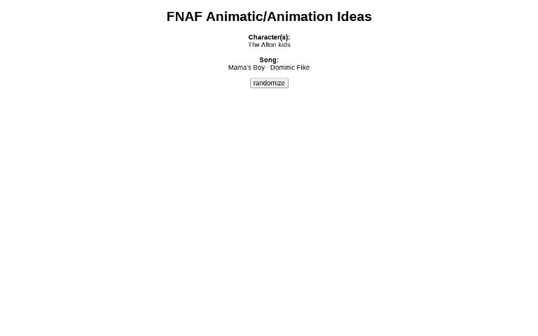 FNAF Animatic/Animation Ideas ― Perchance Generator