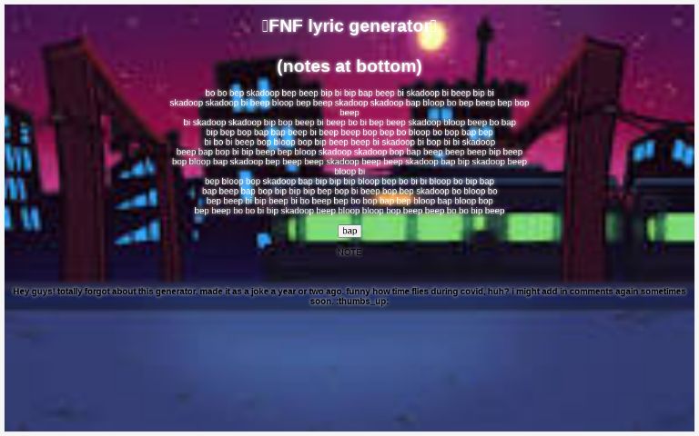 🎤FNF lyric generator🎤 (notes at bottom)