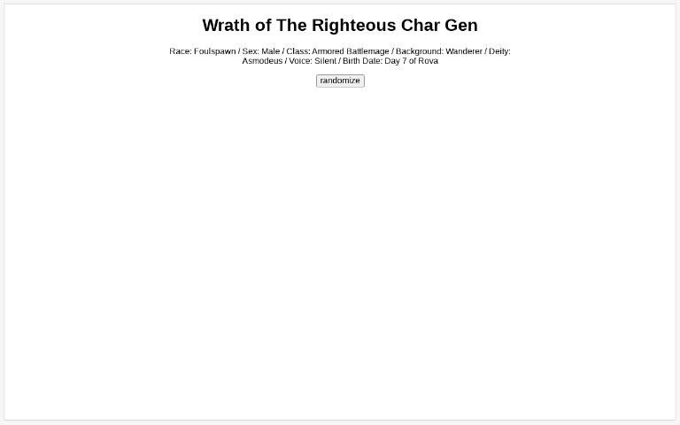 Wrath of The Righteous Char Gen ― Perchance Generator