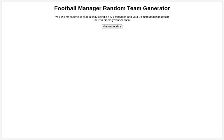 Football Manager Random Team Generator