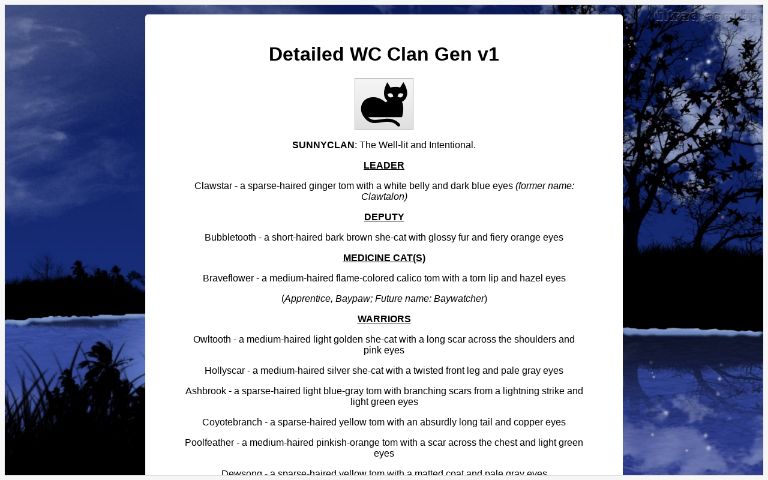 Detailed WC Clan Gen v1 ― Perchance Generator