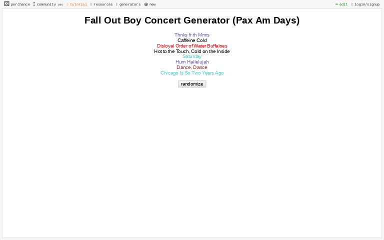 Fall Out Boy Concert Generator (Pax Am Days)
