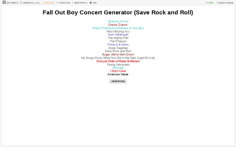 Fall Out Boy Concert Generator (Save Rock and Roll)