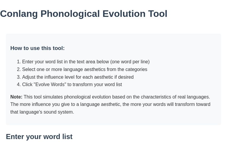 Conlang Phonological Evolution Tool ― Perchance Generator
