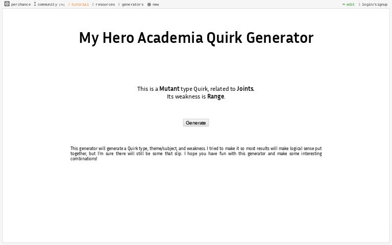 Mha Quirk Gen ― Perchance Generator