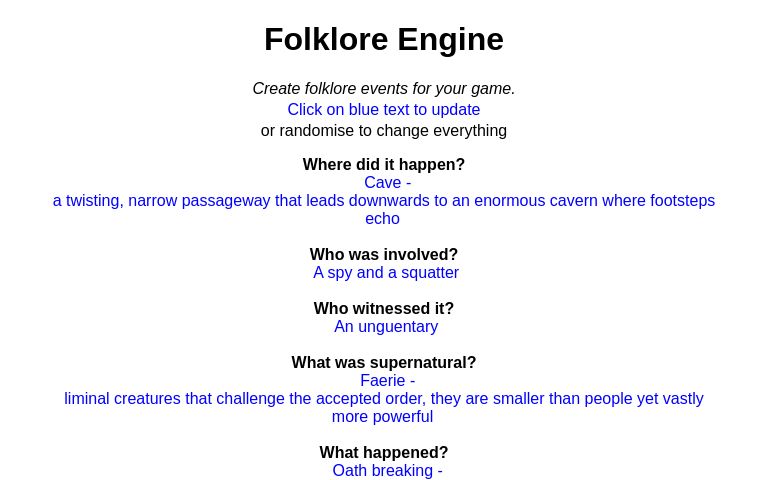 Folklore Engine ― Perchance Generator