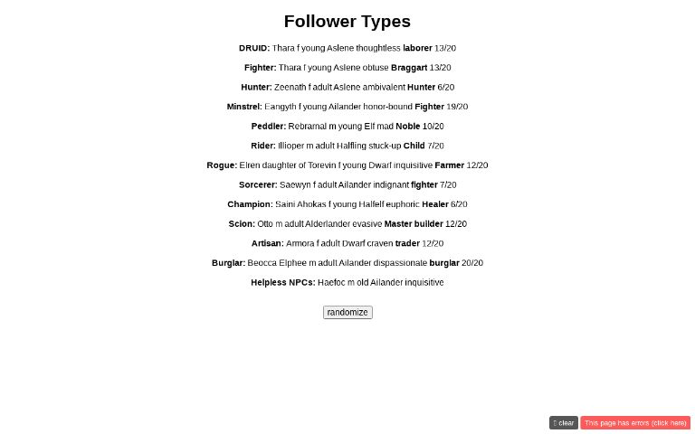 Follower Types ― Perchance Generator