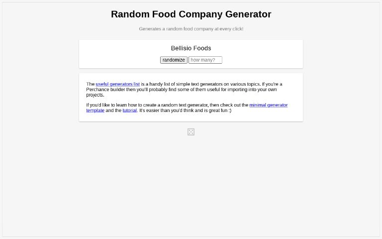 Random Food Company Generator