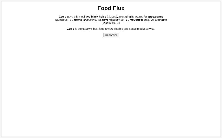 Food Flux ― Perchance Generator