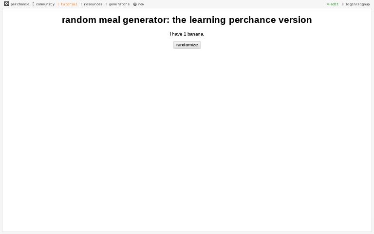 random meal generator: the learning perchance version