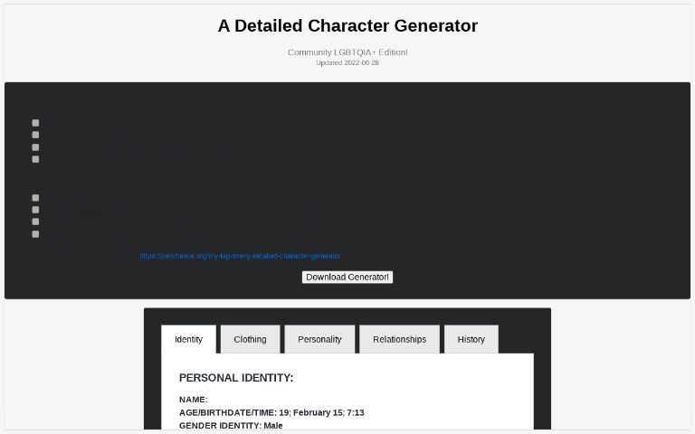 A Detailed Character Generator