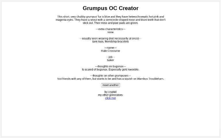 Grumpus OC Creator ― Perchance Generator