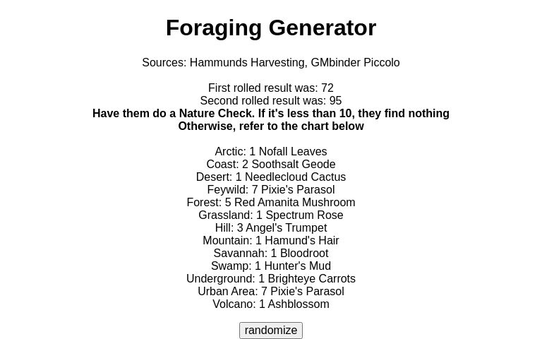 Foraging Generator
