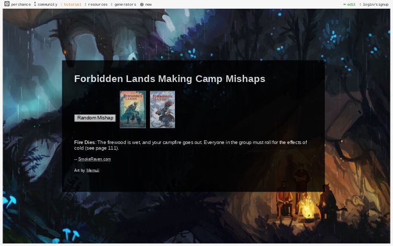 Forbidden Lands Making Camp Mishaps ― Perchance Generator