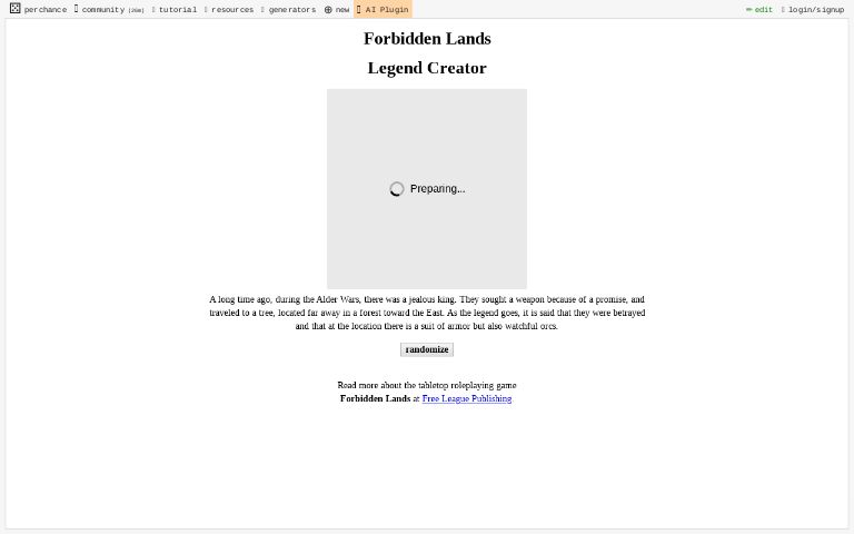 Forbidden Lands ― Perchance Generator