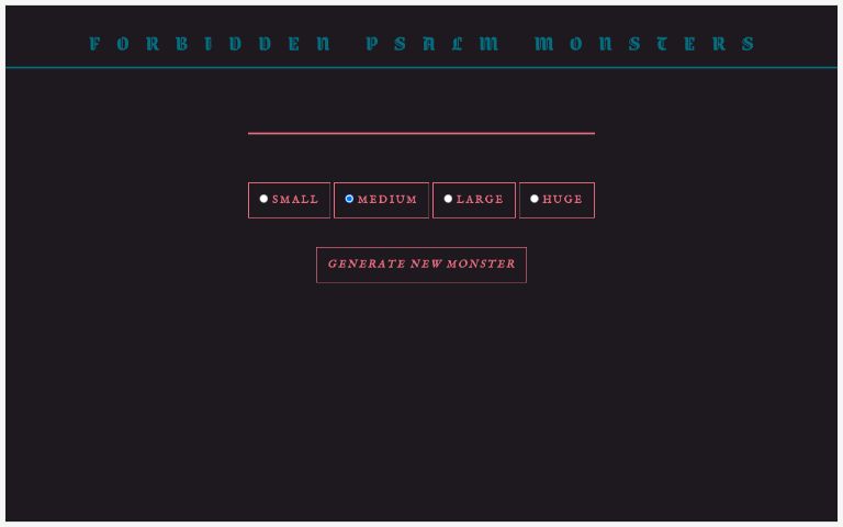 Forbidden Psalm Monsters ― Perchance Generator