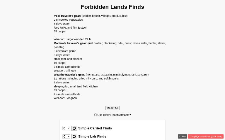 Forbidden Lands Finds ― Perchance Generator