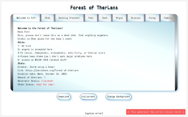 Forest of Therians! ― Perchance Generator