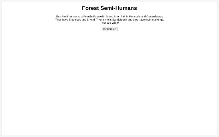 Forest Semi-Humans ― Perchance Generator