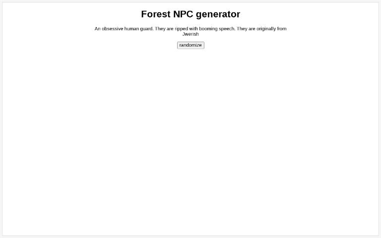 Forest NPC generator